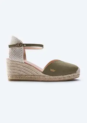 VISCATA Viscata Reus Canvas Espadrille Wedges Olive