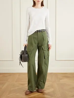 R13 Cotton Barrel-leg Cargo Trousers