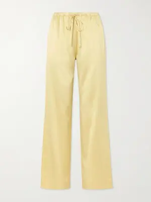 Eterne Silk-blend Satin Wide-leg Pants - Yellow