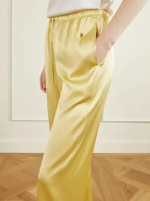 Eterne Silk-blend Satin Wide-leg Pants - Yellow