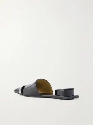 Tory Burch Pierced Embellished Leather Slip-ons