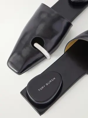 Tory Burch Pierced Embellished Leather Slip-ons