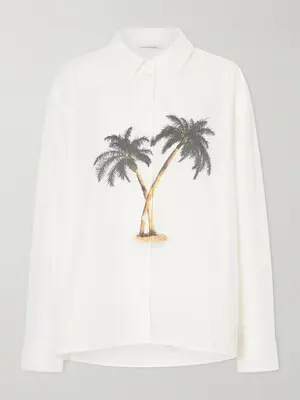 Christopher Esber Printed Cotton-poplin Shirt - White