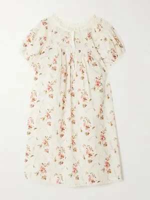 DÔEN Daphne Lace-trimmed Mini Dress - Multi