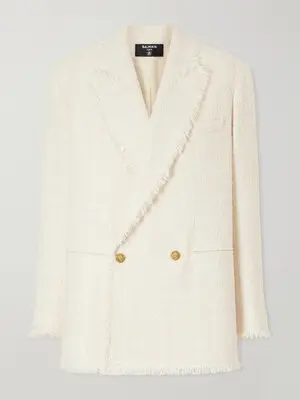 Balmain Double-breasted Tweed Blazer - Neutrals