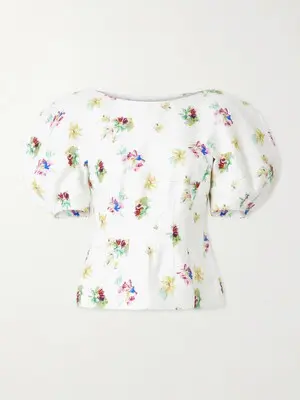 Gabriela Hearst Ayelet Floral-Print Linen-Twill Blouse Neutrals