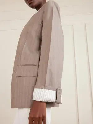 Victoria Beckham Double-breasted Striped Wool Blazer