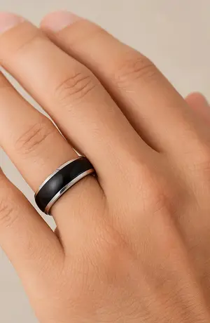 LARSON JEWELERS Carrera Domed Ceramic Tungsten Band - 8mm