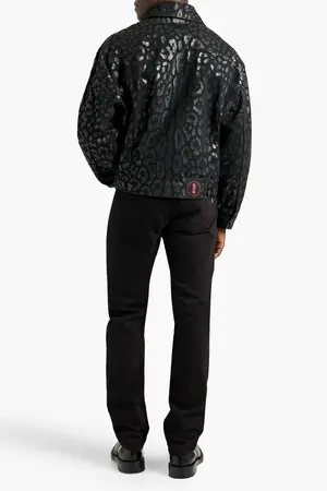 DOLCE&AMP;GABBANA Leopard-print Denim Jacket - Black