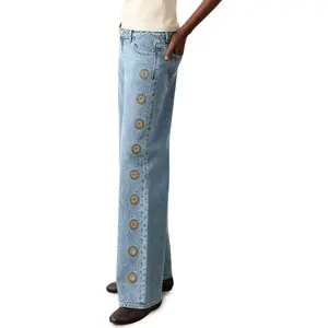 Mango Embroidered Straight Leg Nonstretch Jeans
