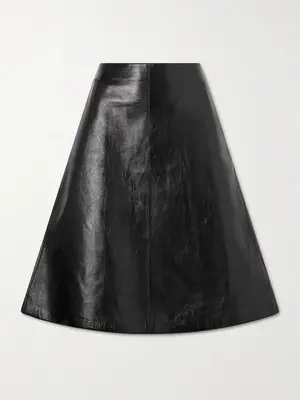 AMI Paris Leather Midi Skirt
