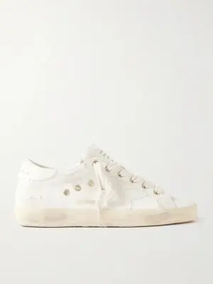 GOLDEN GOOSE Super-star Distressed Canvas Sneakers - Neutrals