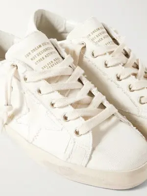 GOLDEN GOOSE Super-star Distressed Canvas Sneakers - Neutrals
