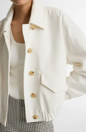 Vince Cotton Bomber Jacket - Chalk
