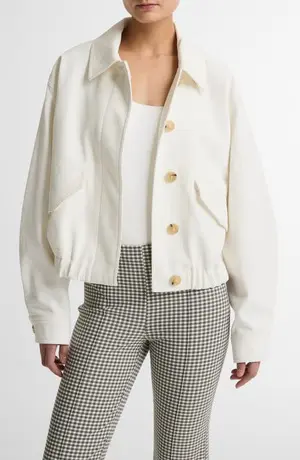 Vince Cotton Bomber Jacket - Chalk