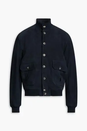 Frescobol Carioca Vicente Suede Bomber Jacket - Navy