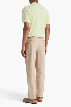 Frescobol Carioca Aldo Pleated Herringbone Cotton Pants - Sand