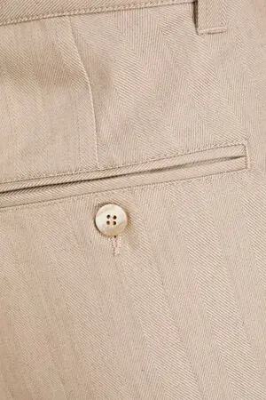 Frescobol Carioca Aldo Pleated Herringbone Cotton Pants - Sand