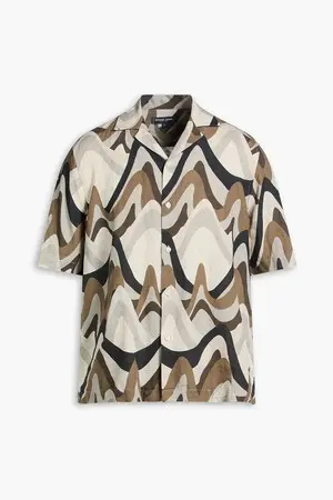 Frescobol Carioca Roberto Printed Linen Shirt - Stone