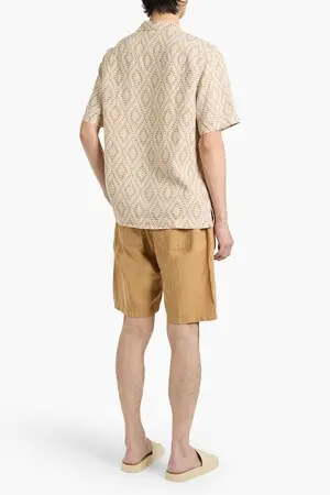 Frescobol Carioca Striped Lyocell-blend Shorts - Camel