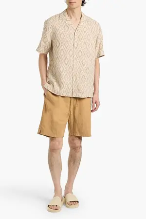 Frescobol Carioca Striped Lyocell-blend Shorts - Camel