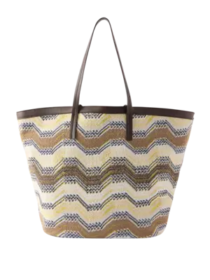 Missoni Leather-trimmed Striped Woven Tote - Yellow