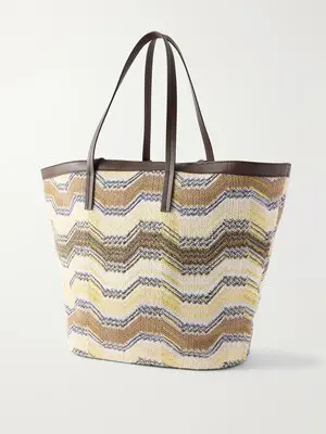 Missoni Leather-trimmed Striped Woven Tote
