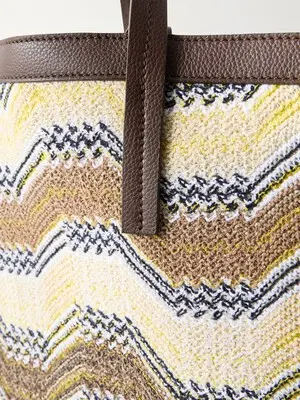 Missoni Leather-trimmed Striped Woven Tote