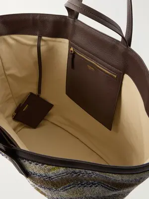 Missoni Leather-trimmed Striped Woven Tote