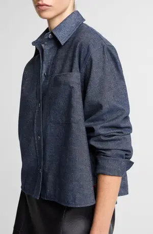 Vince Cotton-modal Blend Cropped Shirt - Indigo