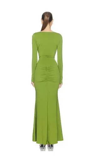 GUIZIO Long Sleeve Maxi Dress With Hardware Accents