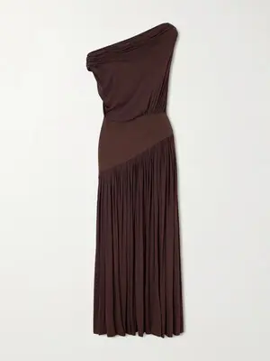 ABADIA Gwen One-shoulder Maxi Dress - Brown