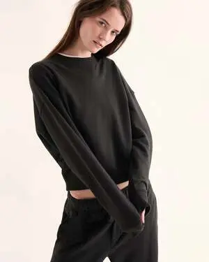 ATM Anthony Thomas Melillo French Terry Crew Neck Sweatshirt - Black