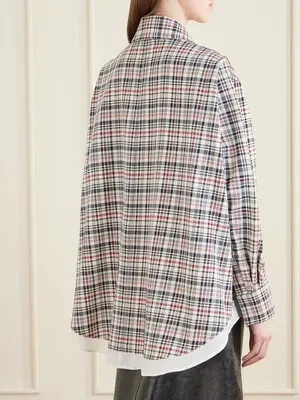 Victoria Beckham Cocoon Checked Cotton And Virgin Wool-blend Jacket - Multi