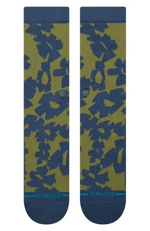 Stance Stomped Combed Cotton Blend Crew Socks - Olive