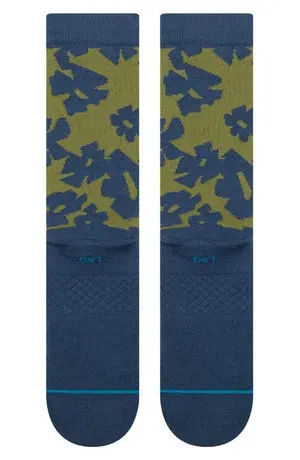 Stance Stomped Combed Cotton Blend Crew Socks - Olive