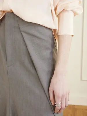 Victoria Beckham Pleated Wool Midi Skirt