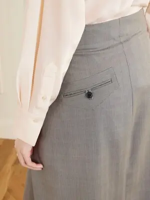 Victoria Beckham Pleated Wool Midi Skirt