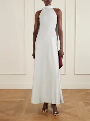 Solace London Cece Cape-effect Gown - Silver