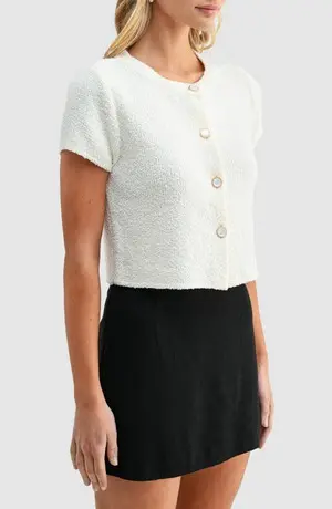 ALL IN FAVOR Short Sleeve Crop Cardigan