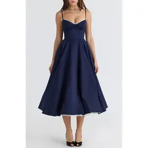 Open Back Satin Midi Dresses