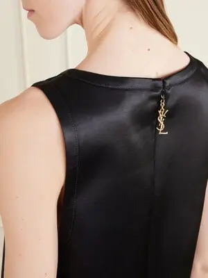 Saint Laurent Satin Mini Dress - Black
