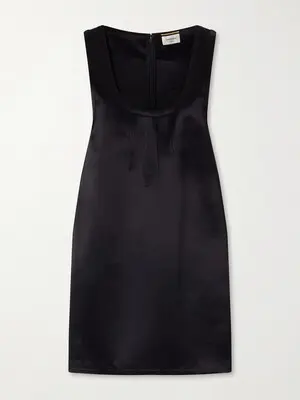 Saint Laurent Satin Mini Dress - Black