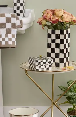 MACKENZIE-CHILDS Courtly Check Capiz Scalloped Box