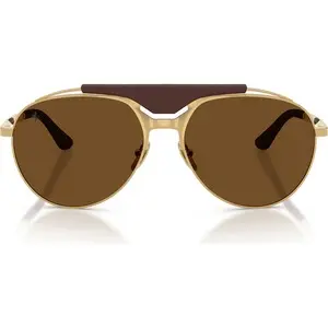 FERRARI 59mm Polarized Aviator Sunglasses - Gold/brown Polar
