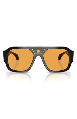 Versace 56mm Square Sunglasses - Black/orange