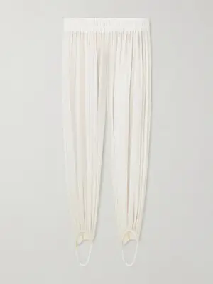 Alaïa Shirred Silk-blend Georgette Balloon Pants - Neutrals