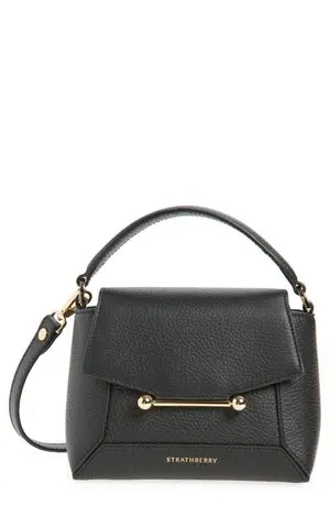 Strathberry Nano Mosaic Grained Leather Top Handle Bag - Black