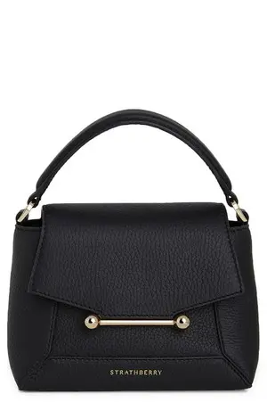 Strathberry Nano Mosaic Grained Leather Top Handle Bag - Black