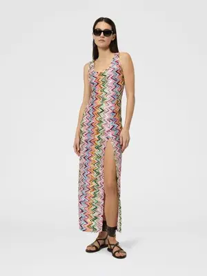 Missoni Long Stretch Viscose Cover-up With Zigzag Lace